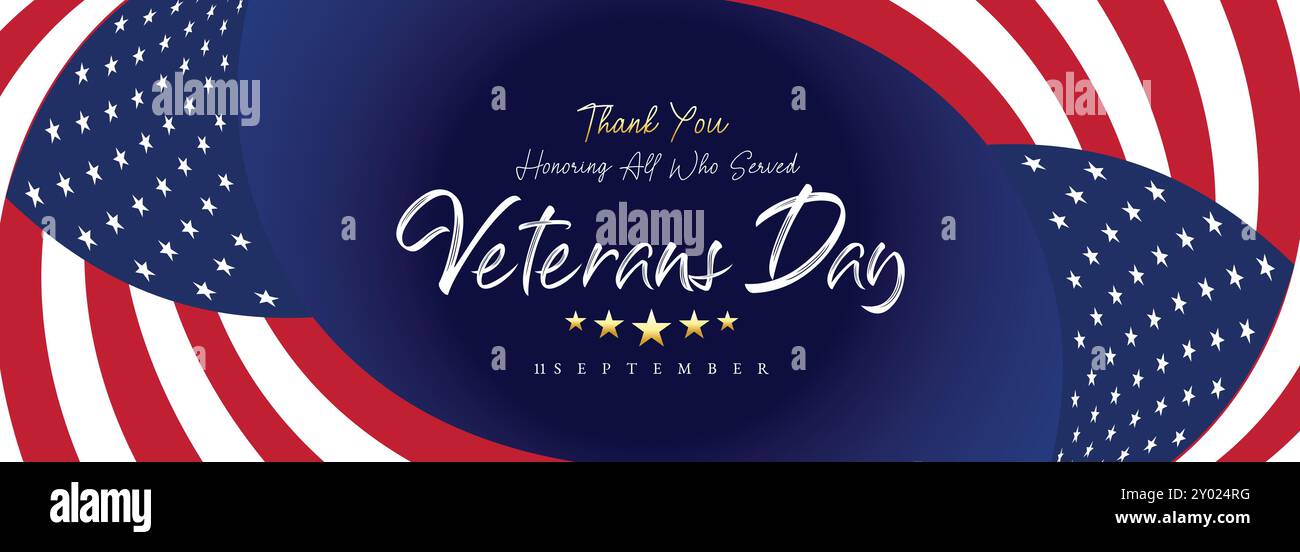 Happy Veterans Day Honoring All Who Served Banner Template. 11 November USA Veteran Day National ...