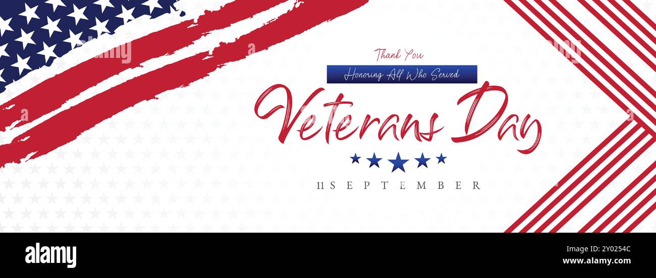 Happy Veterans Day Honoring All Who Served Banner Template. 11 November ...
