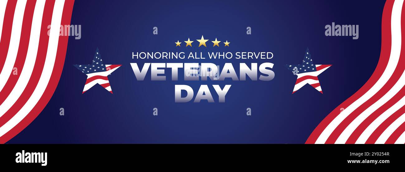Happy Veterans Day Honoring All Who Served Banner Template. 11 November ...