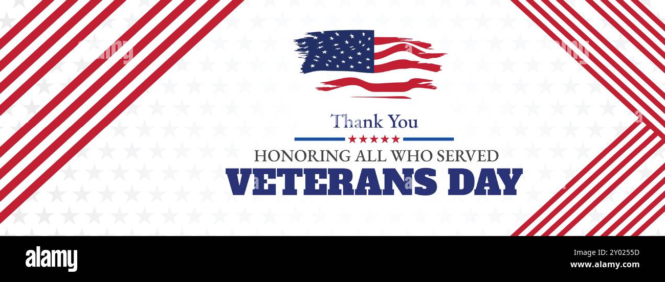 Happy Veterans Day Honoring All Who Served Banner Template. 11 November ...