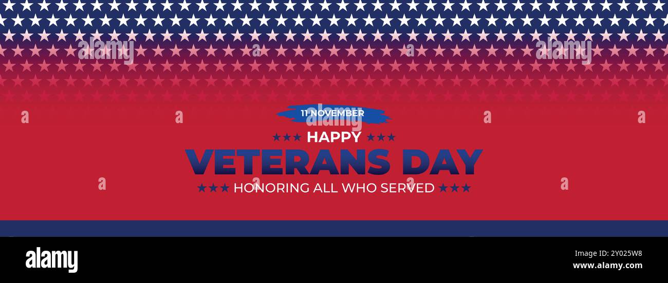Happy Veterans Day Honoring All Who Served Banner Template. 11 November ...