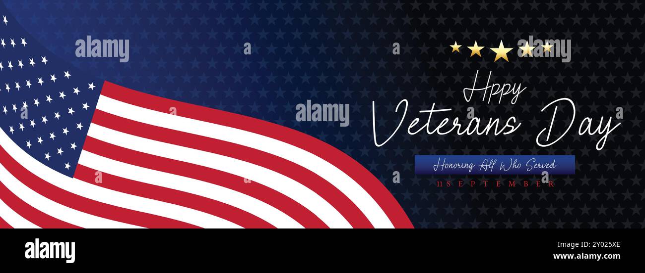 Happy Veterans Day Honoring All Who Served Banner Template. 11 November ...