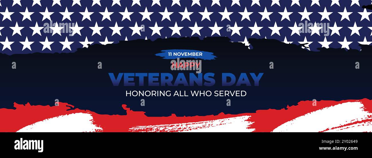 Happy Veterans Day Honoring All Who Served Banner Template. 11 November ...
