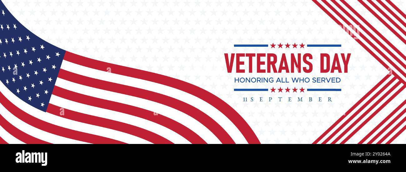 Happy Veterans Day Honoring All Who Served Banner Template. 11 November ...