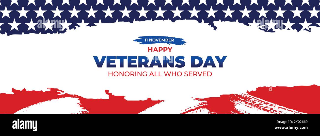 Happy Veterans Day Honoring All Who Served Banner Template. 11 November ...