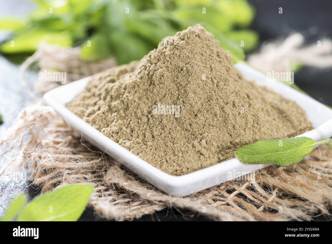 Small portion of Sage Powder (close-up shot Stock Photo - Alamy