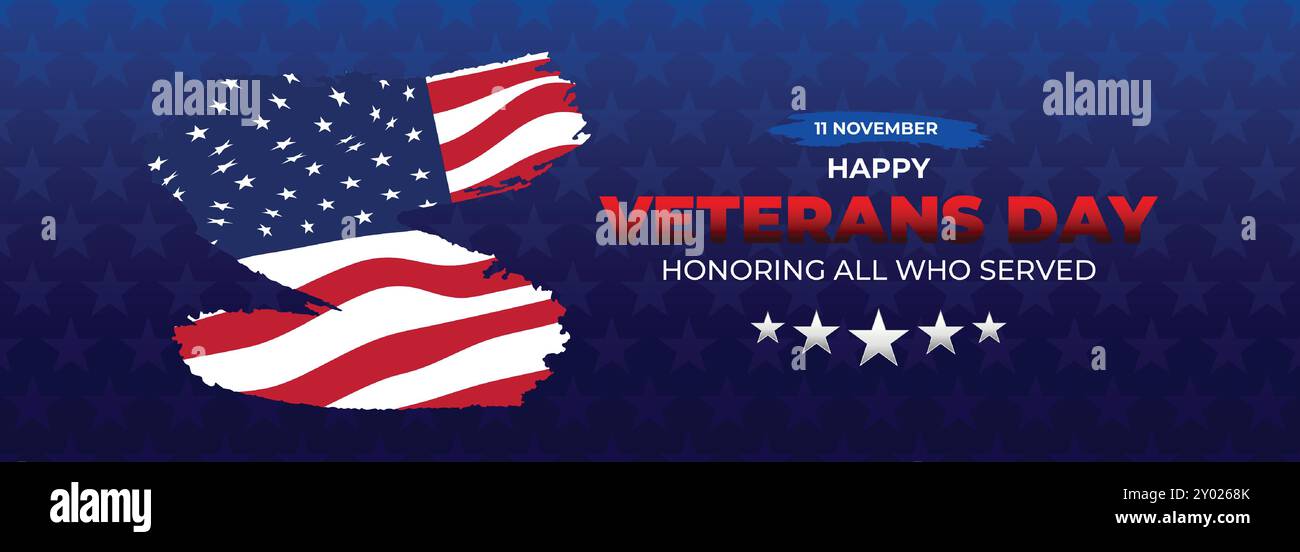 Happy Veterans Day Honoring All Who Served Banner Template. 11 November ...