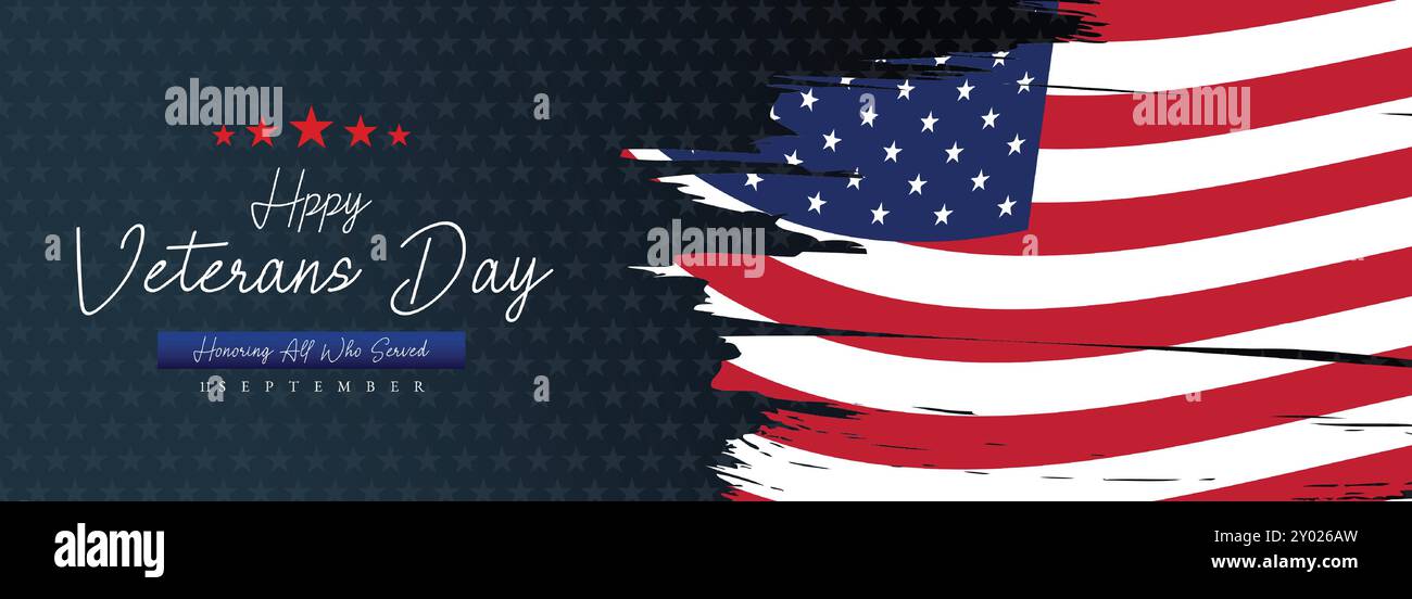 Happy Veterans Day Honoring All Who Served Banner Template. 11 November ...