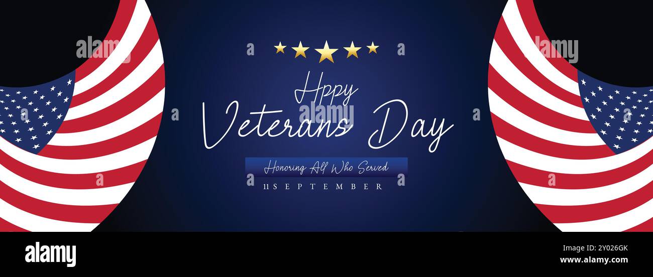 Happy Veterans Day Honoring All Who Served Banner Template. 11 November ...