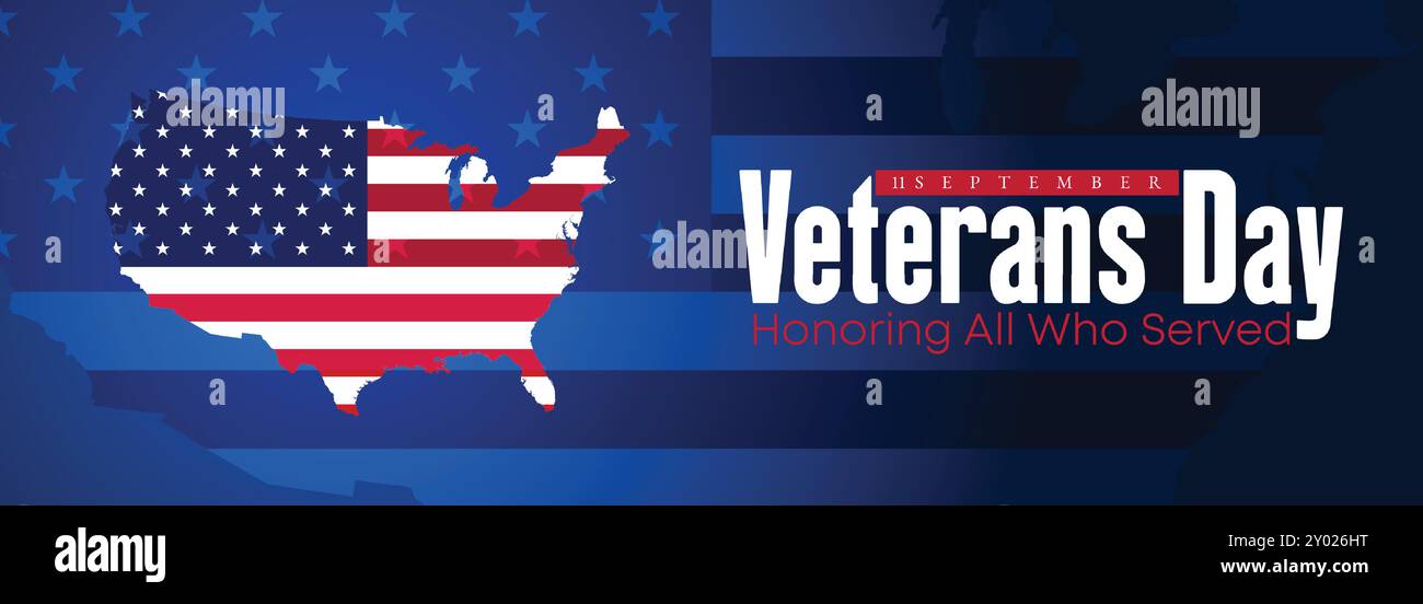 Happy Veterans Day Honoring All Who Served Banner Template. 11 November ...