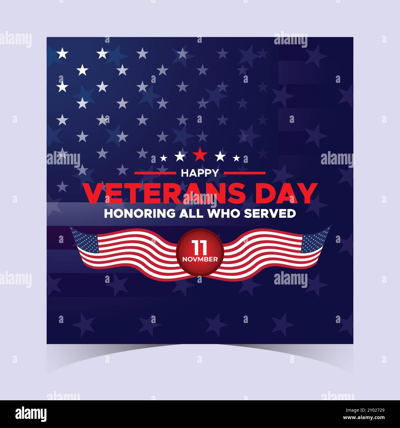 Happy Veterans Day Honoring All Who Served Banner Template. 11 November ...