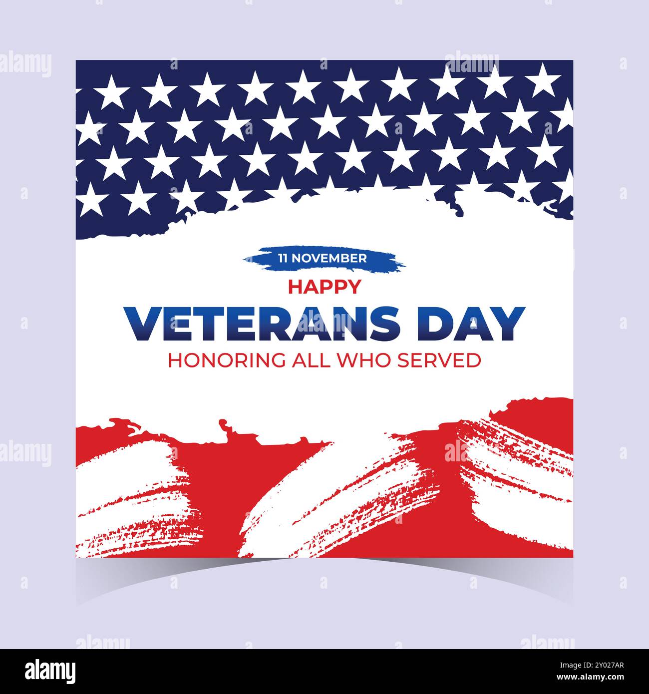 Happy Veterans Day Honoring All Who Served Banner Template. 11 November USA Veteran Day National ...
