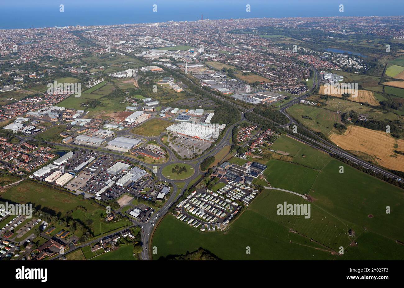 Aerial view of Blackpool town from the SEast looking NWest. This view ...