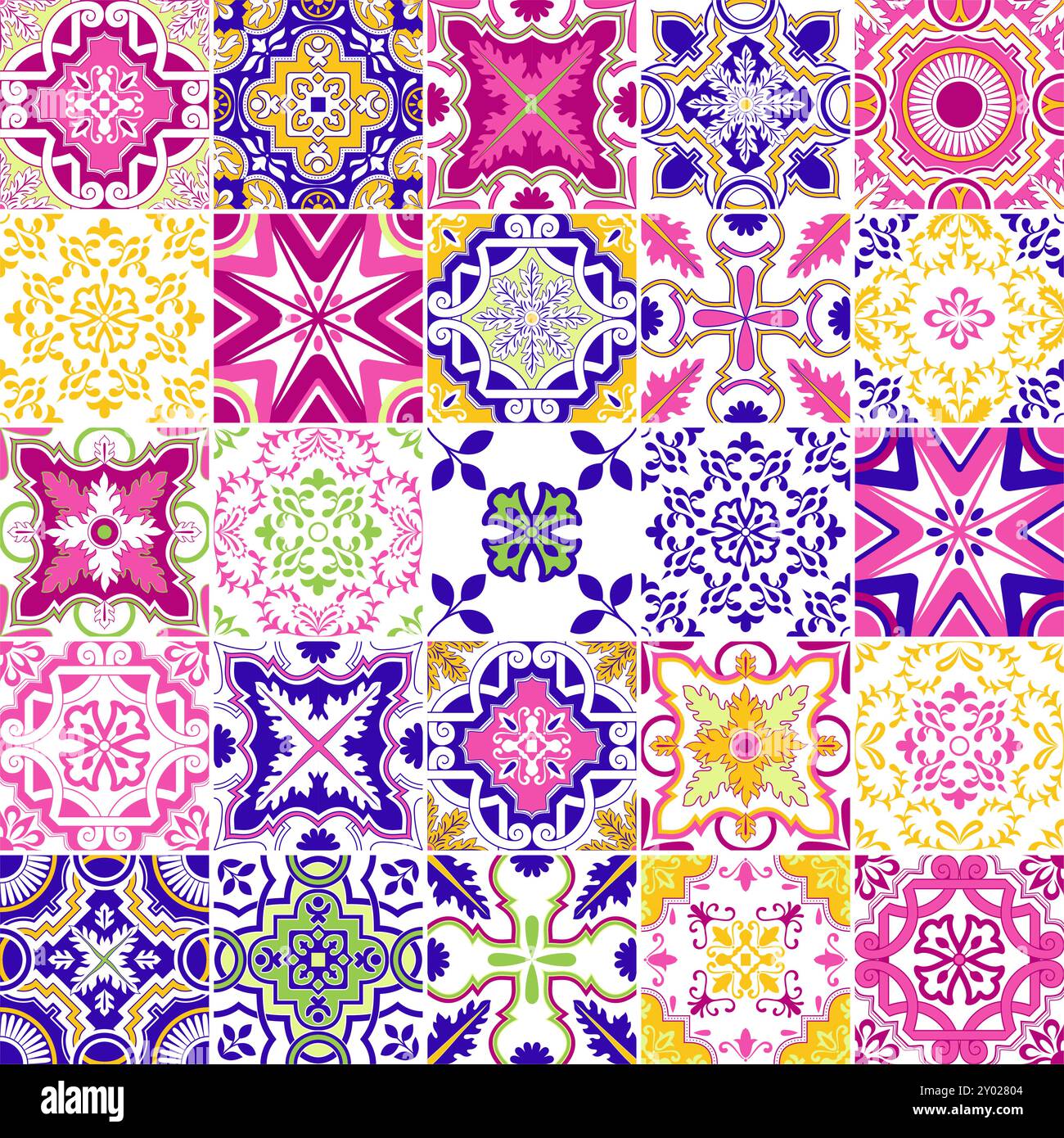 Pink and Blue Portuguese Azulejos Seamless Pattern Mosaic Tiles ...