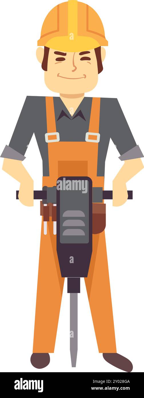 Jackhammer worker. Industrial asphalt repair equipment icon Stock ...