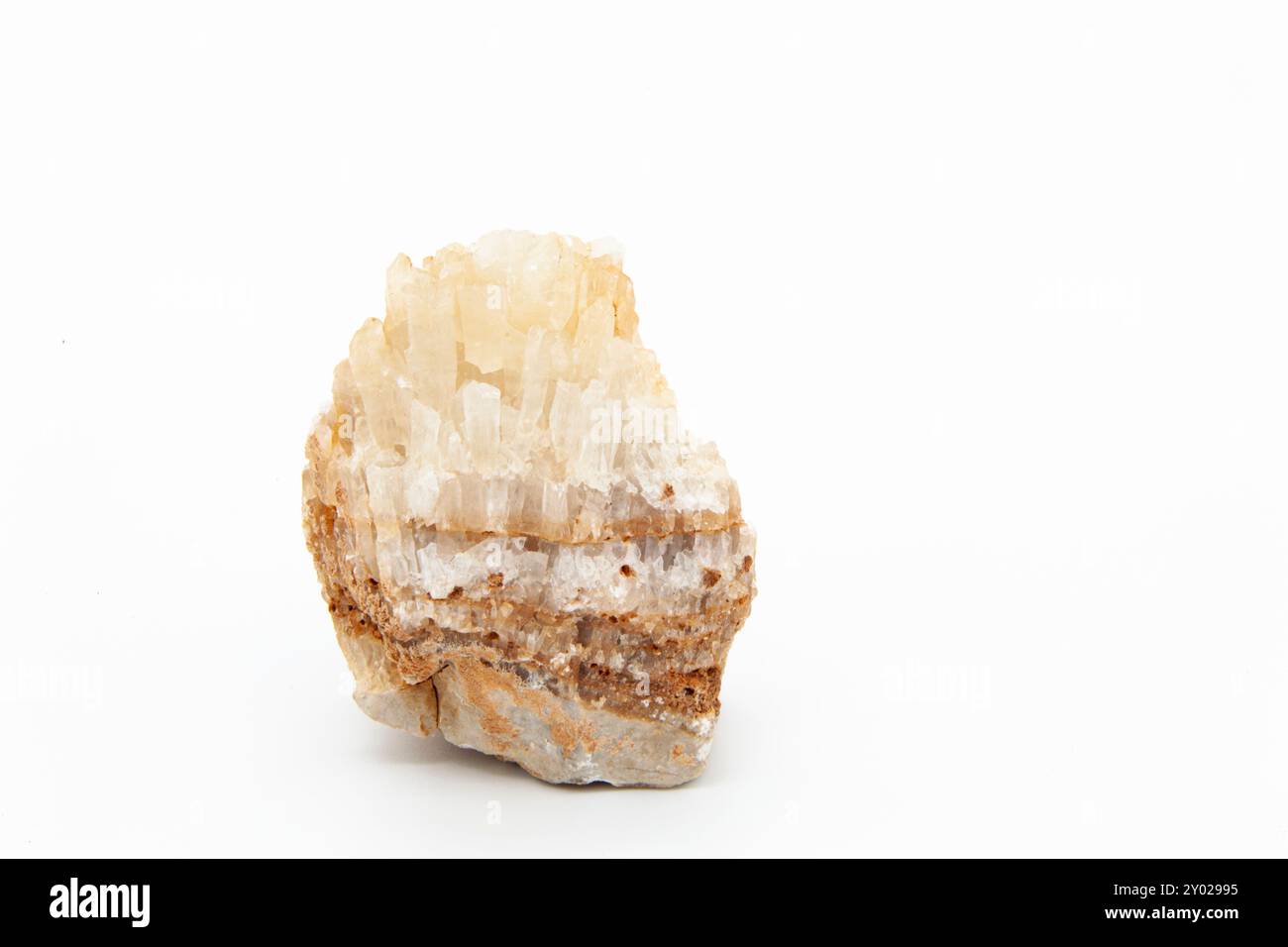 Quartz crystal isolated on white background, semi-precious stones or ...