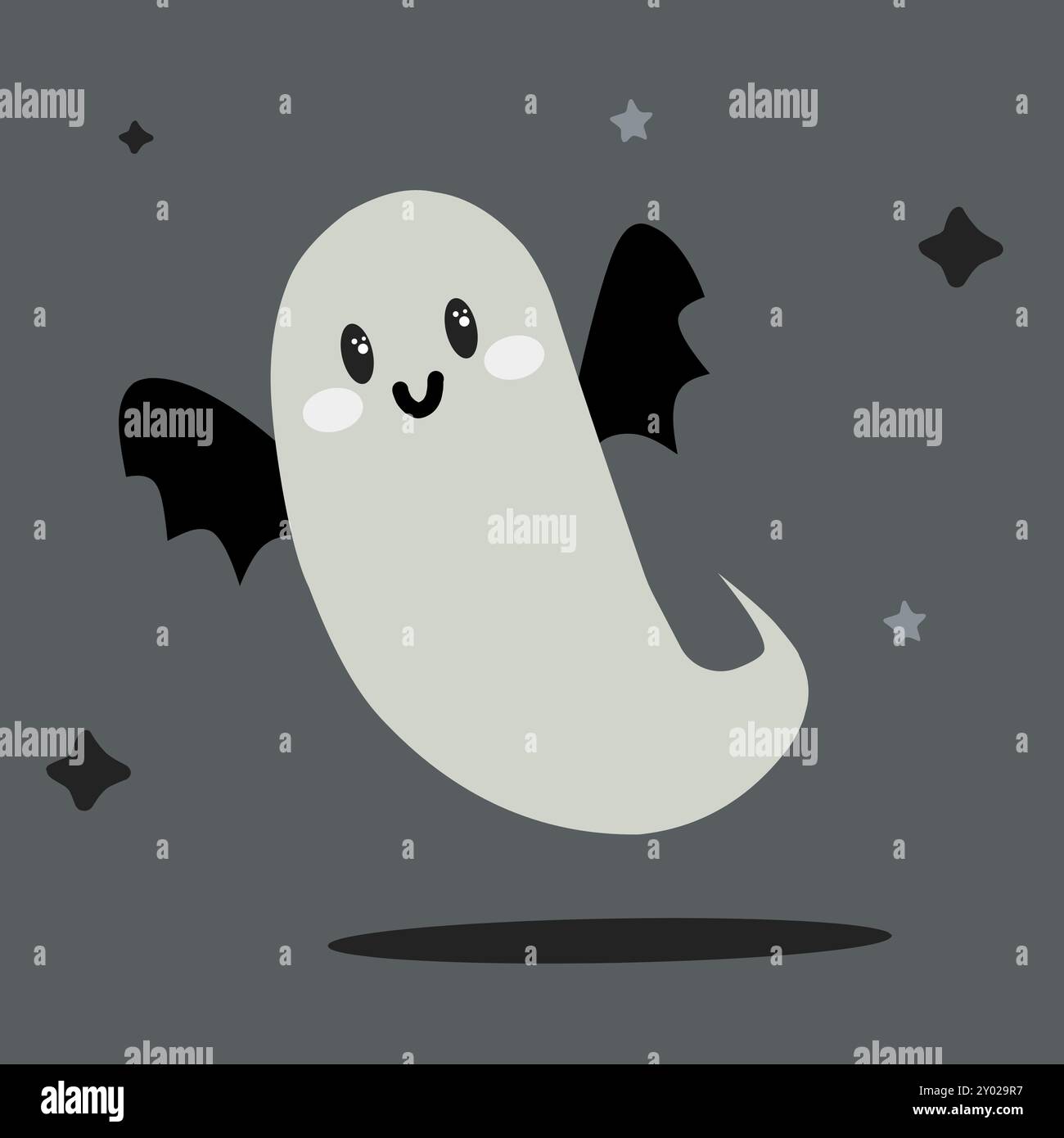 Scary cute ghost for Halloween celebration with bat wings. Halloween ...