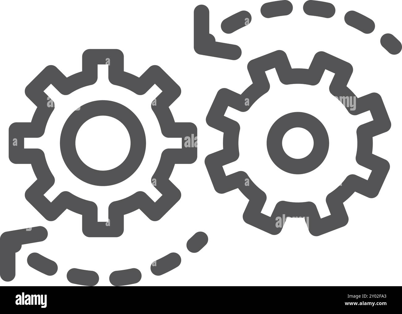 Rotating gears. Process icon. Linear machinery symbol Stock Vector ...