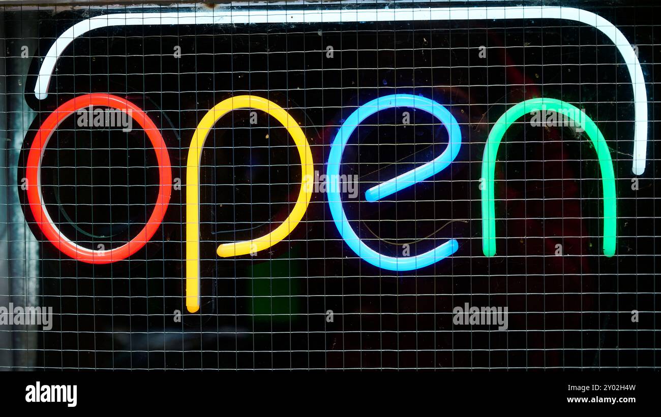 Neon sign blue green red hi-res stock photography and images - Alamy