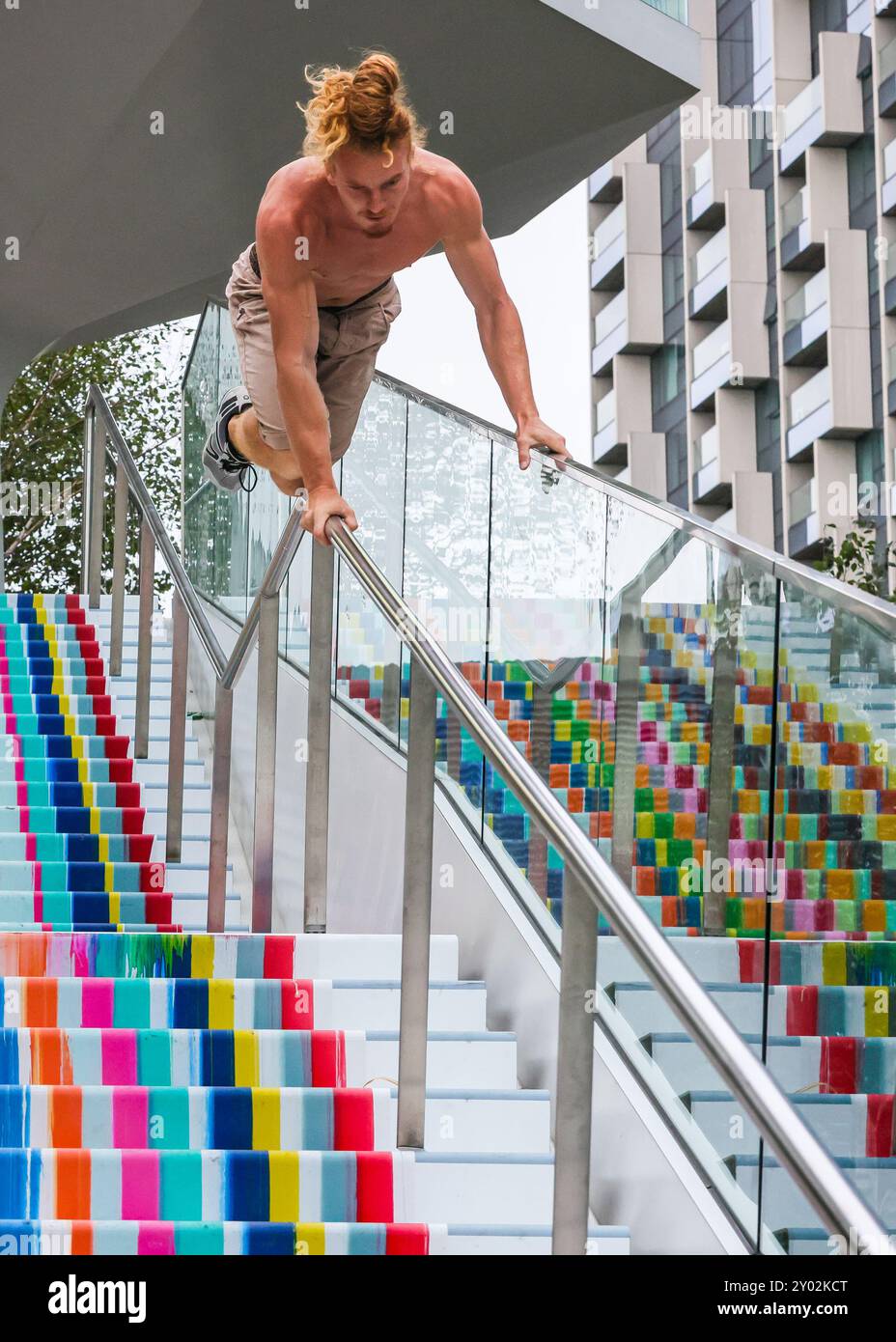 London, UK. 31st Aug, 2024. Life Lines - Five parkour performers from ...