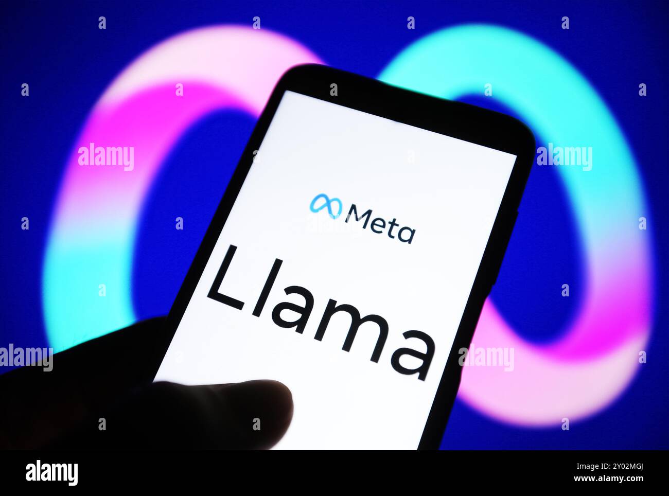 In this photo illustration, a Meta Llama (Large Language Model Meta AI) logo is seen on a ...