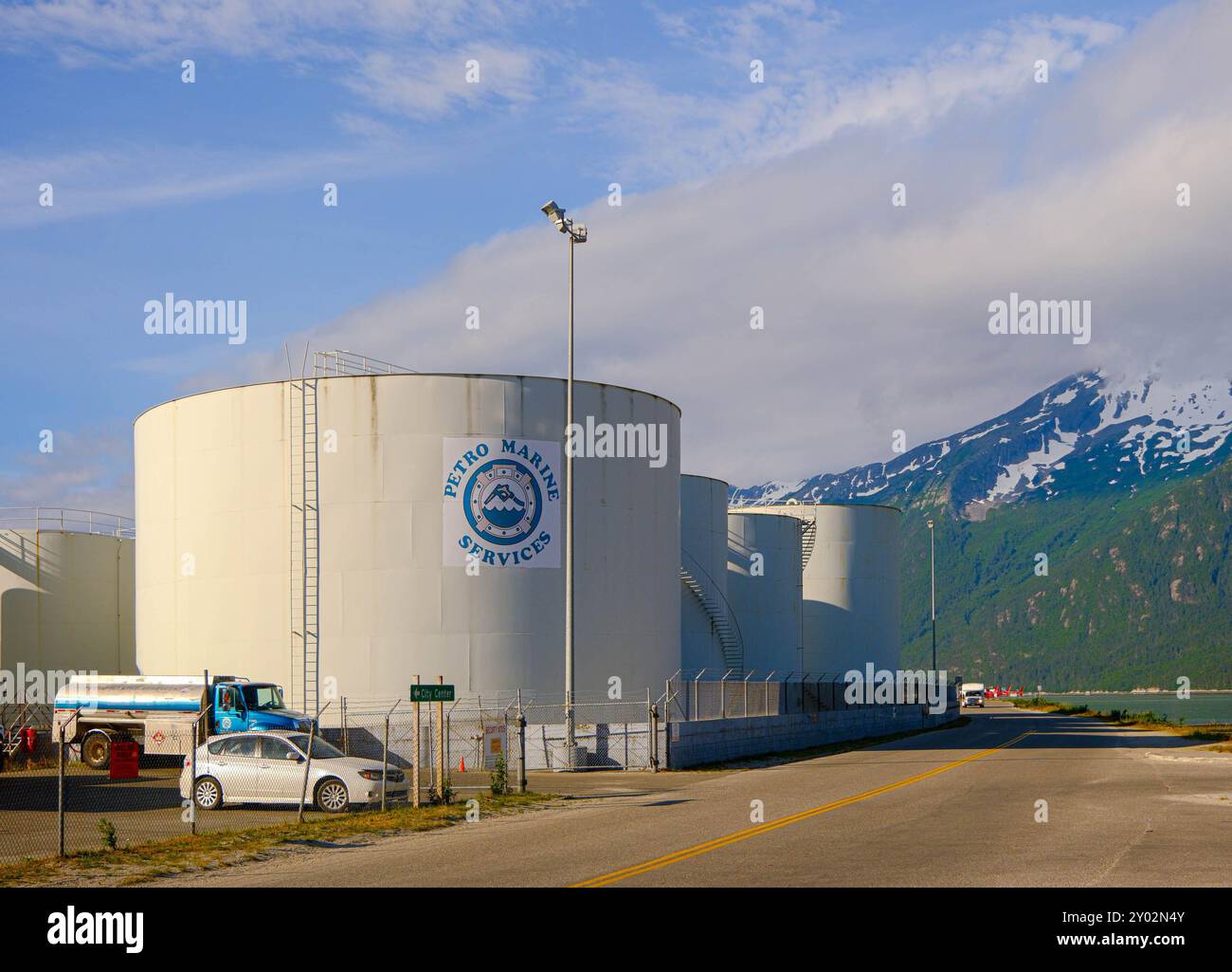 Fuel Tanks in Skagway Alaska Stock Photo - Alamy