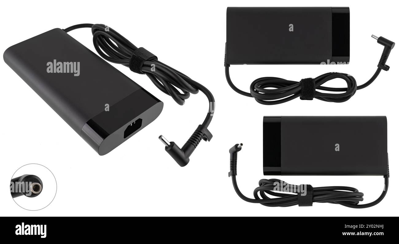 Laptop power adapter, on white background in insulation Stock Photo - Alamy