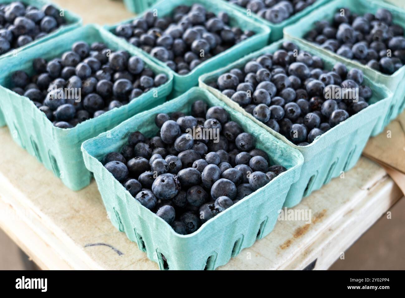 Fresh Blueberries in Green Cartons Stock Photo - Alamy