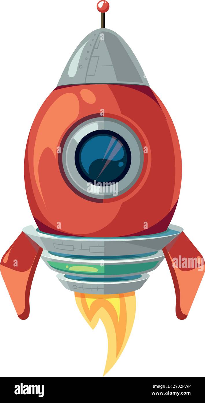 Rocket cartoon icon. Spacecraft symbol. Flying spaceship Stock Vector ...