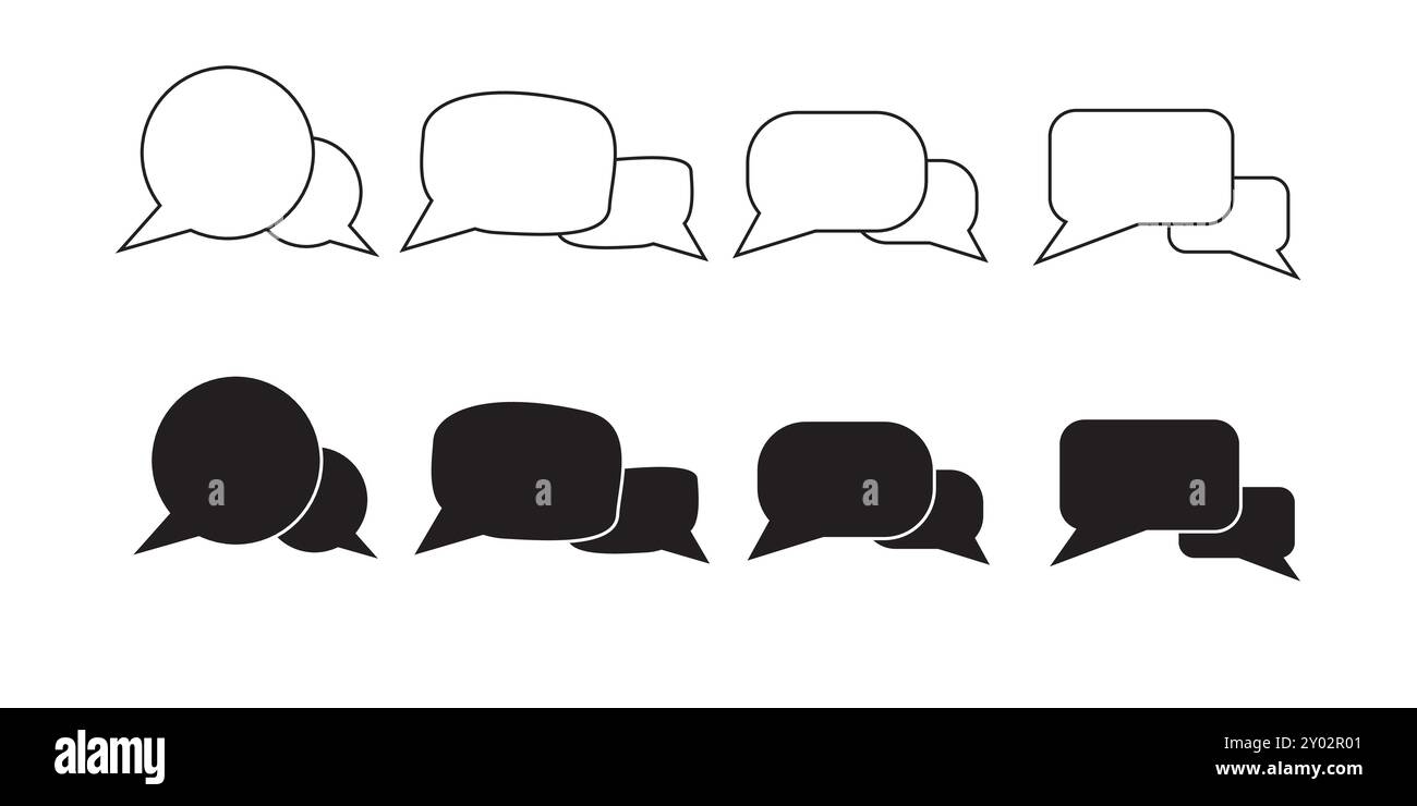 Speech Bubbles Set Collection. White Icons on Vector Transparent ...
