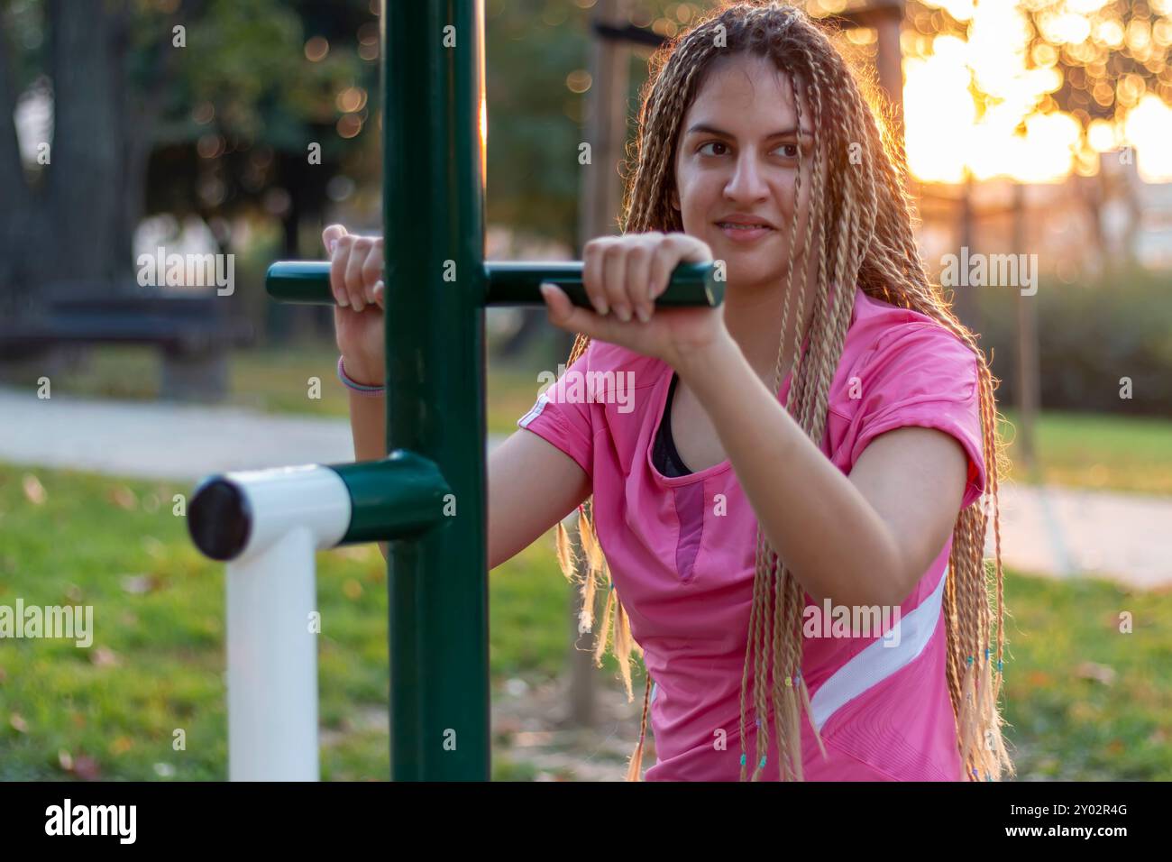 Beautiful teen girl working out in the gym and leading a healthy and ...