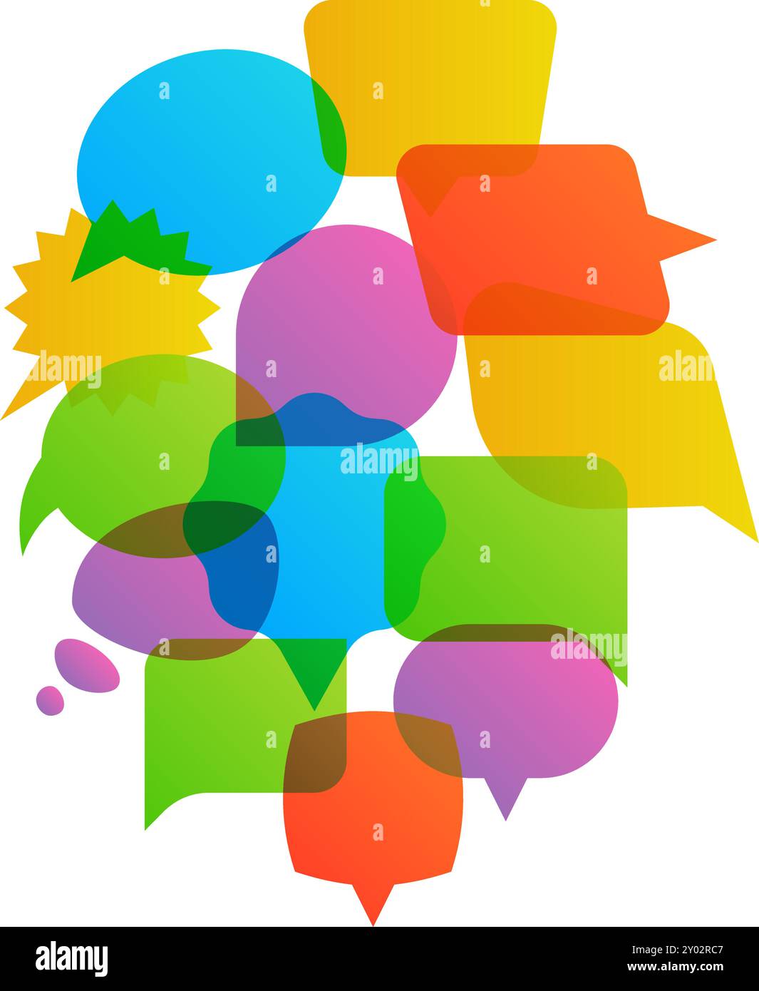 Dialog concept. Empty speech balloons. Colorful message clouds Stock ...