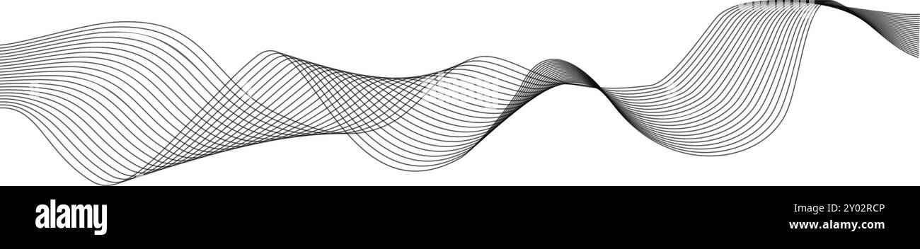 Black Line 3d Form Dynamic Waveform Template Stock Vector Image And Art