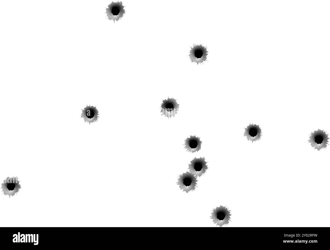 Bullet holes mockup. White surface realistic damage Stock Vector Image ...