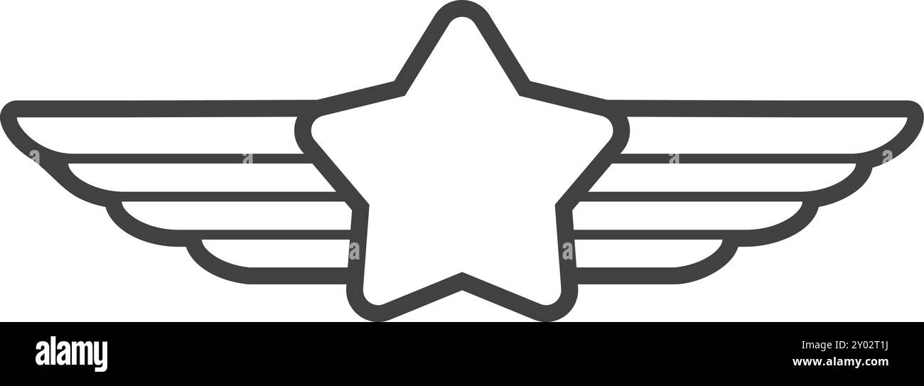Military badge line template. Winged star insignia Stock Vector Image ...