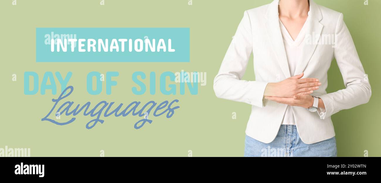 Banner for International Day of Sign Languages with young deaf mute ...