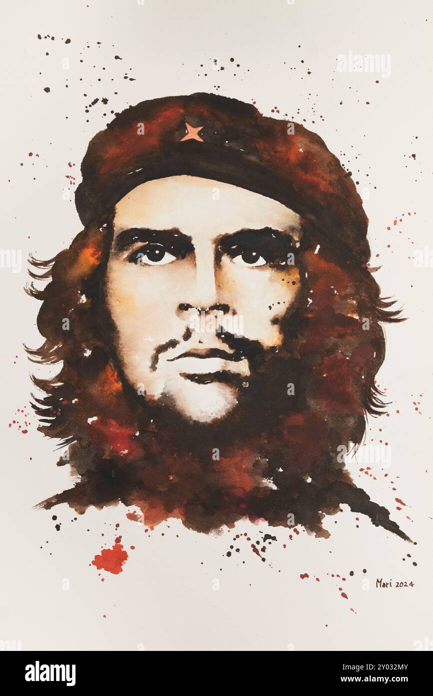Che Guevara portrait watercolor paint Stock Photo - Alamy
