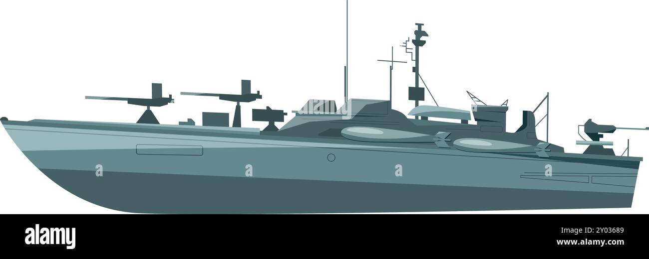 Battleship side view. Navy army combat transport Stock Vector Image ...