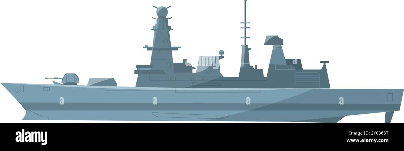 Warship side view. Military weapon. Naval transport Stock Vector Image ...