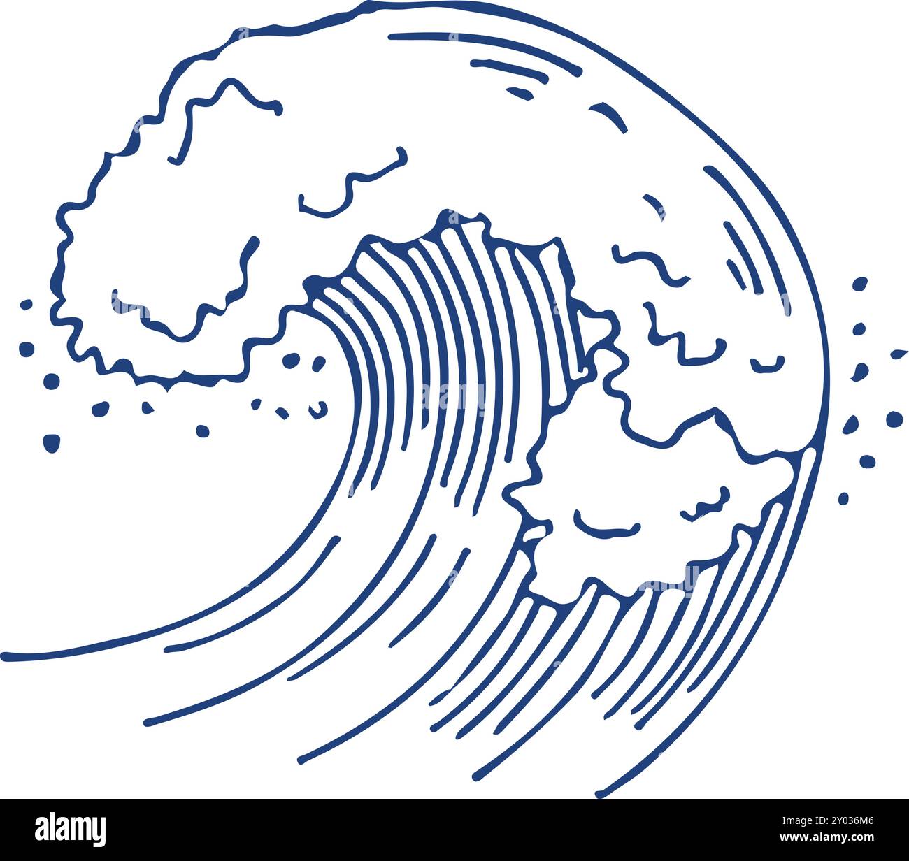 Sea wave line drawing. Blue storm water Stock Vector Image & Art - Alamy