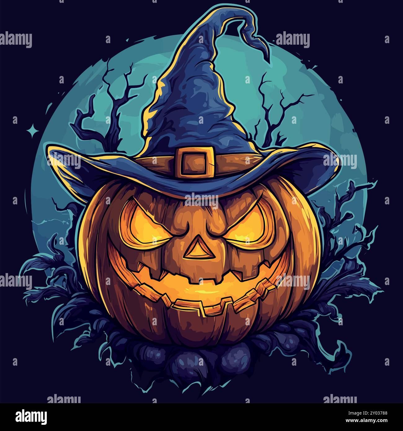 Evil pumpkin Halloween sticker vector Stock Vector Image & Art - Alamy