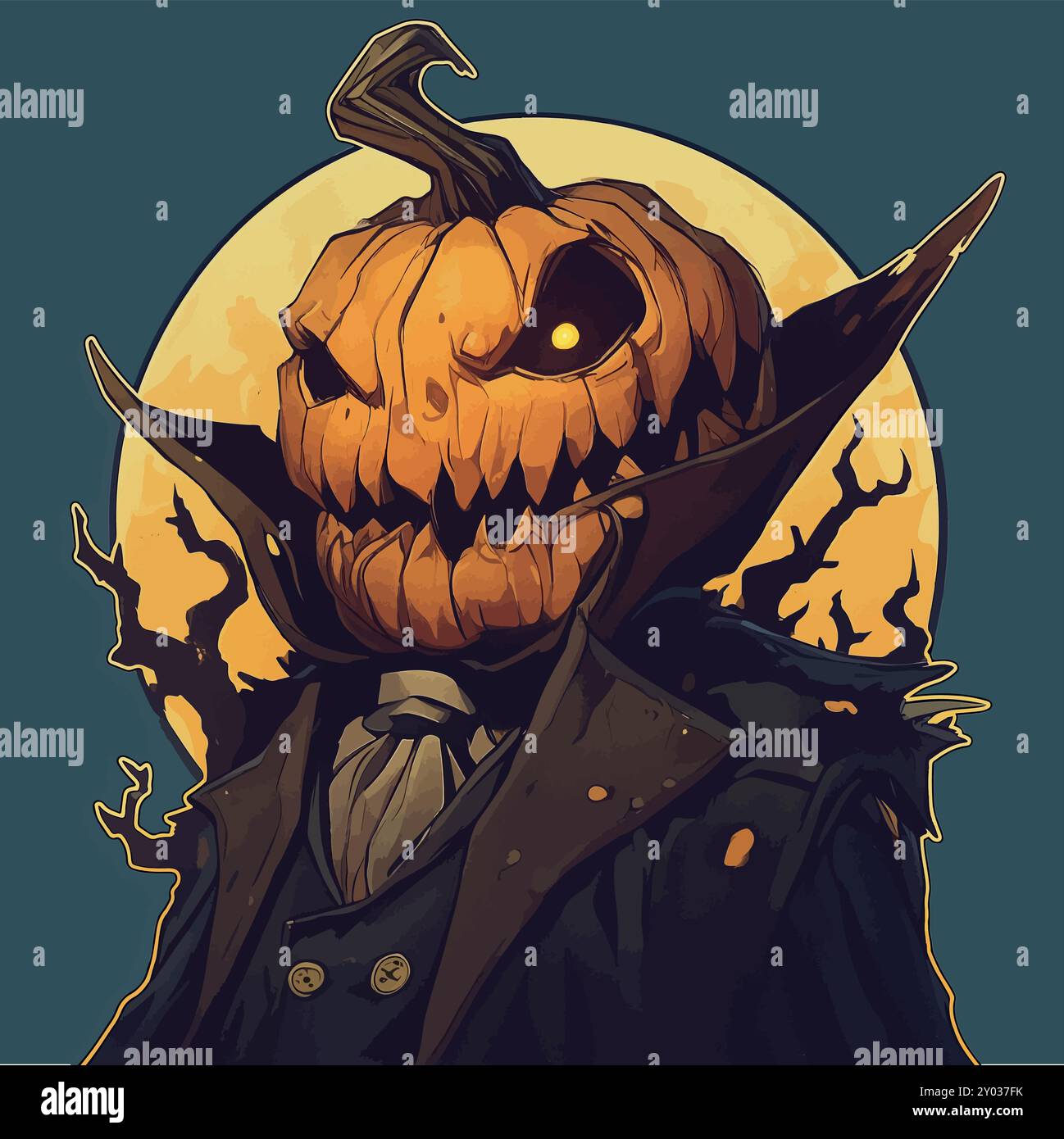 Glowing pumpkin scarecrow halloween Stock Vector Images - Alamy