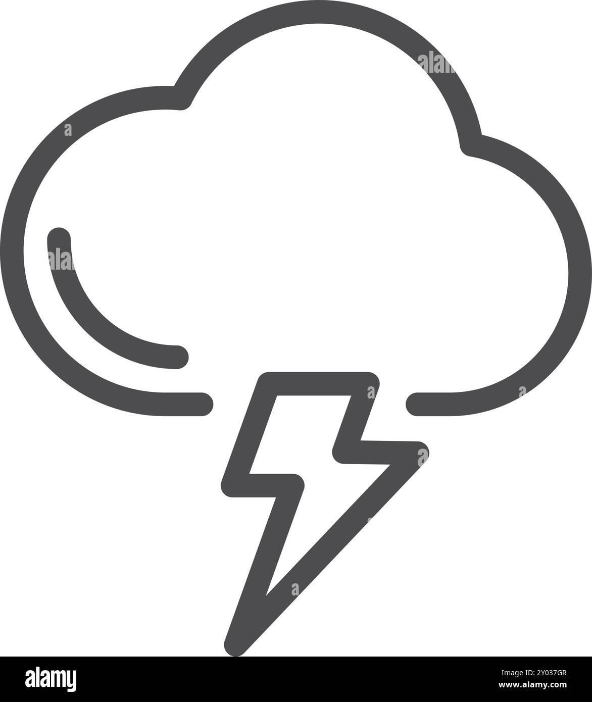 Storm cloud line icon. Lightning bolt symbol Stock Vector Image & Art ...