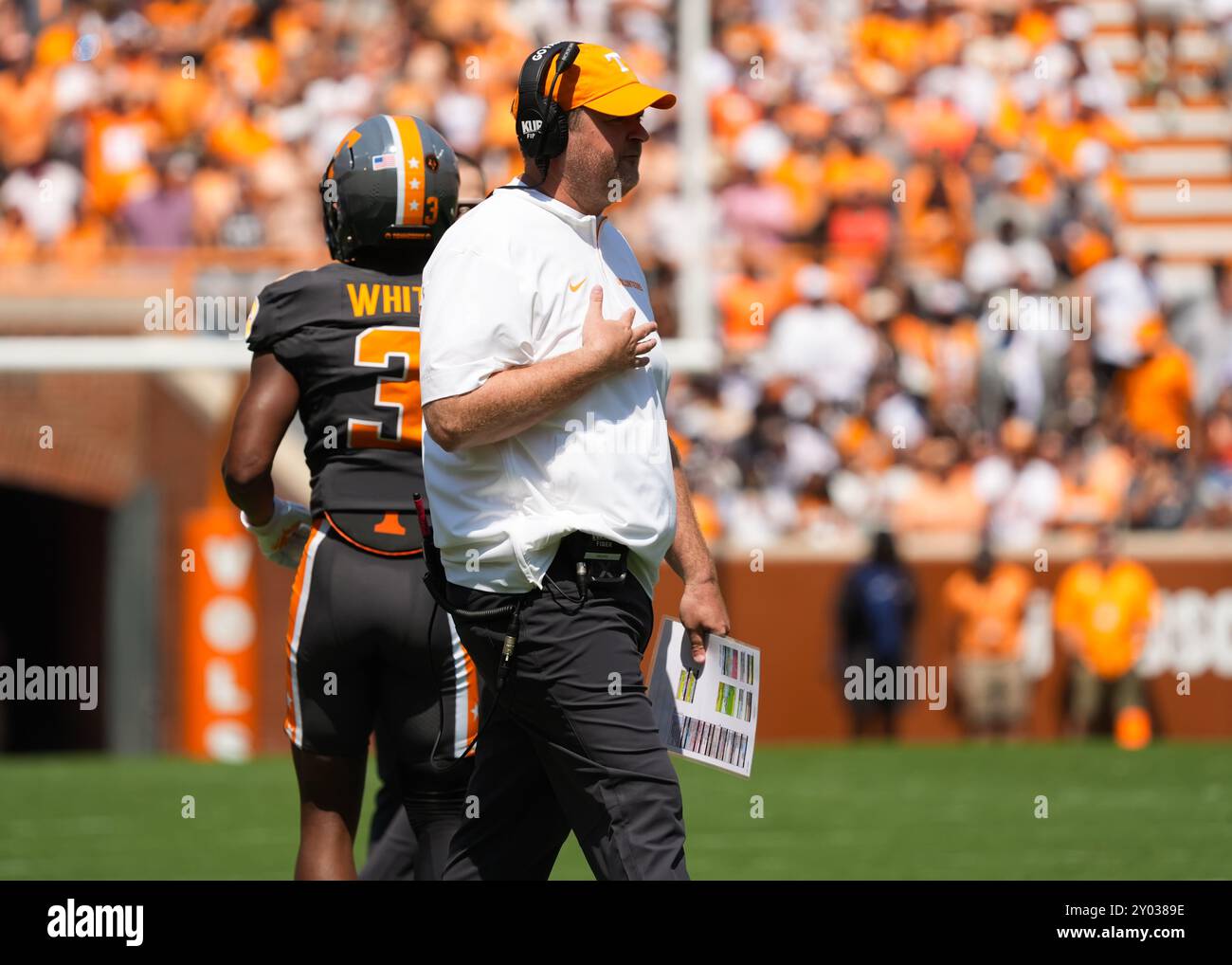 August 31, 2024: Tennessee Volunteers head coach Josh Heupel during the ...