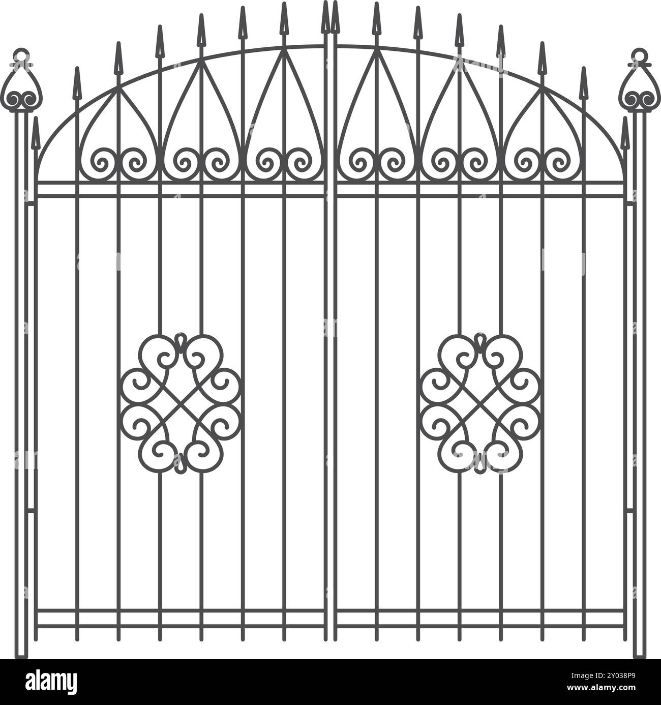 Park wrought gates. Vintage forged fence entry Stock Vector Image & Art ...