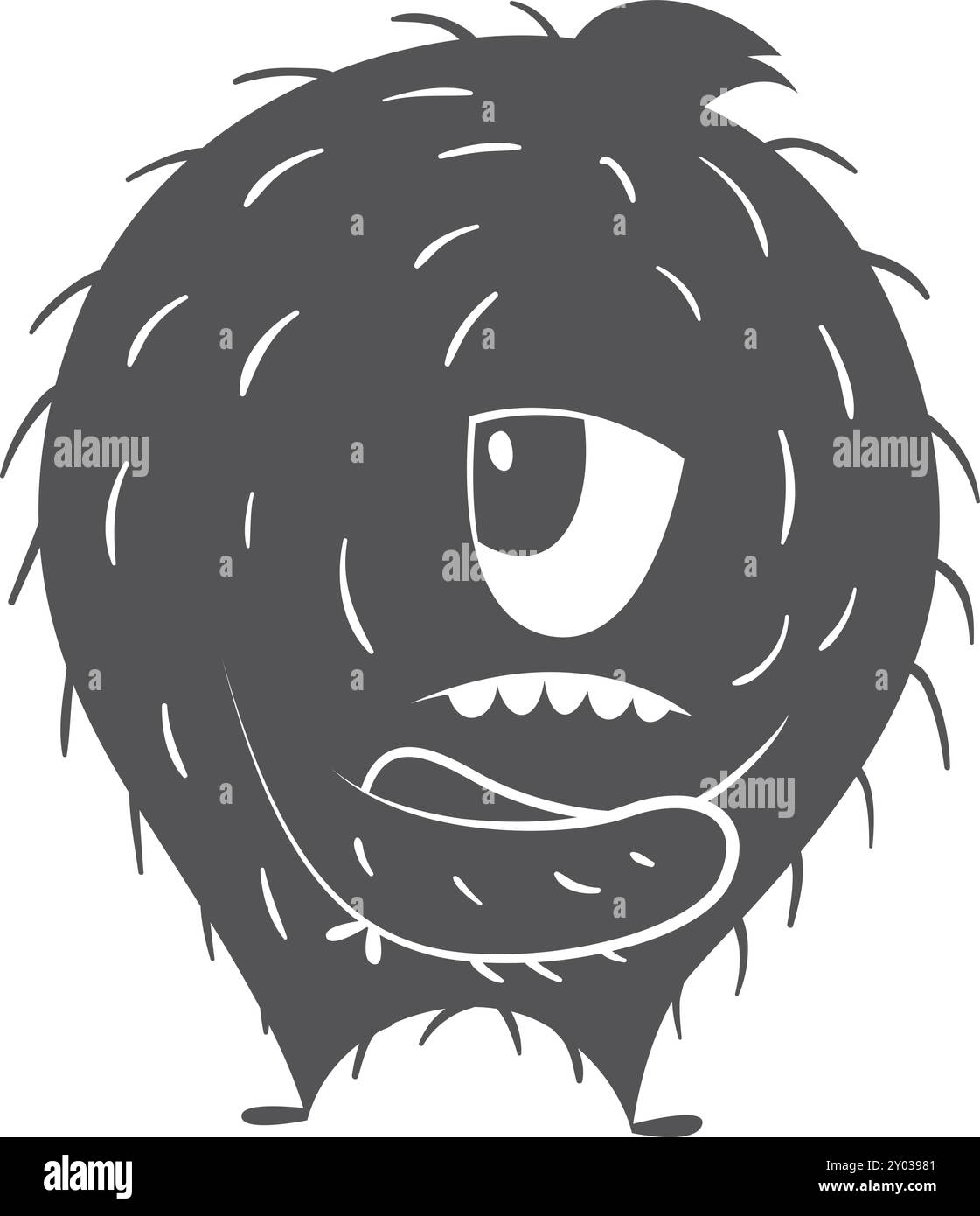 Sad yeti character. Cute monster black silhouette Stock Vector Image ...