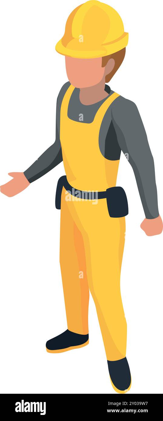 Industrial worker in hard hat isometric character Stock Vector Image ...