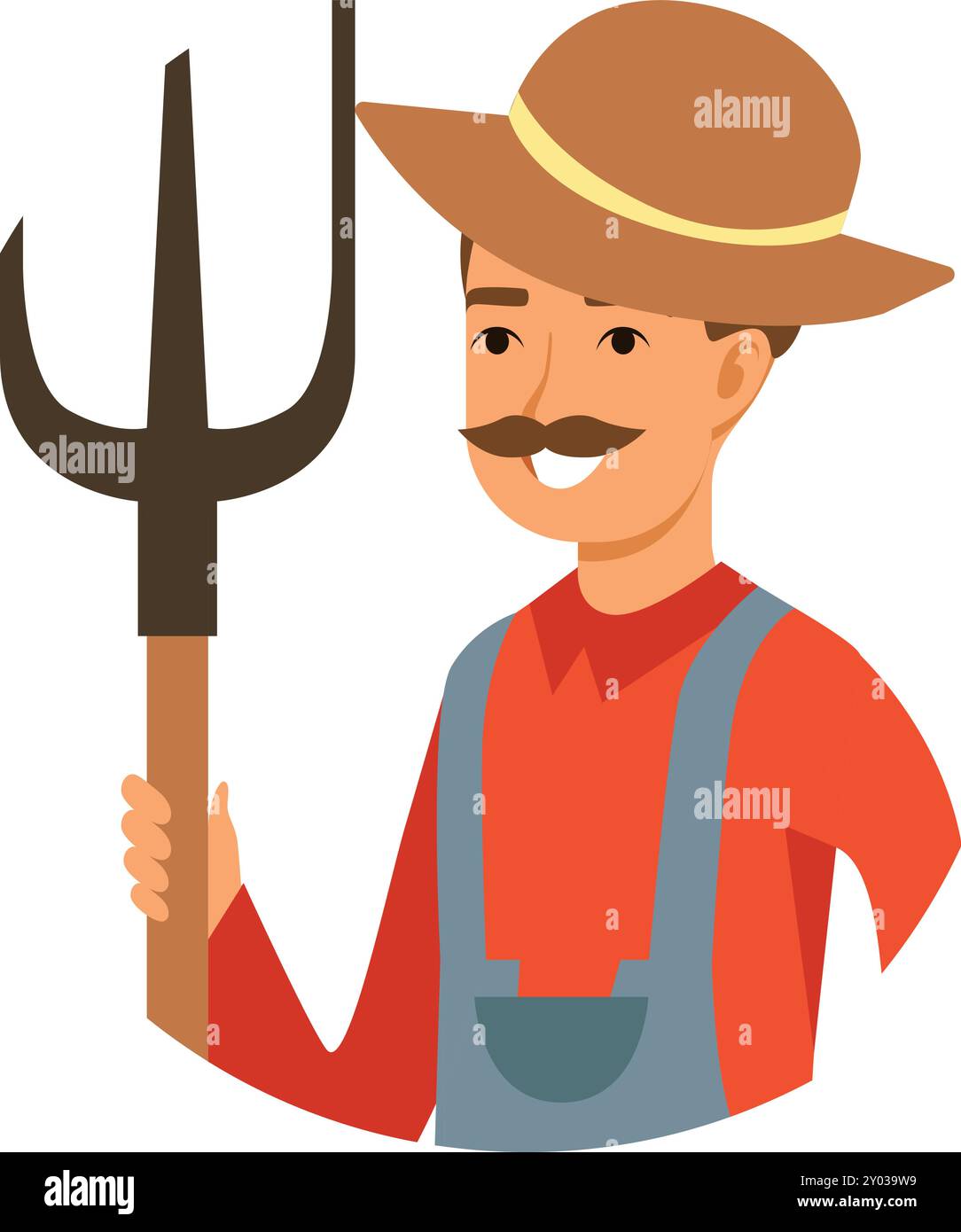 Farmer character. Cartoon man hold pitchfork. Occupation icon Stock ...