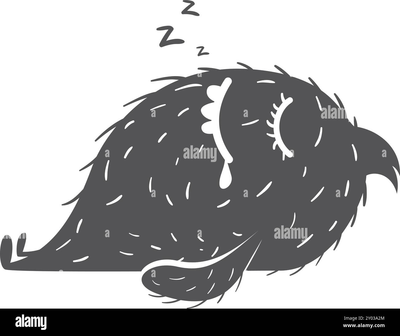 Sleeping monster black silhouette. Funny hairy alien Stock Vector Image ...