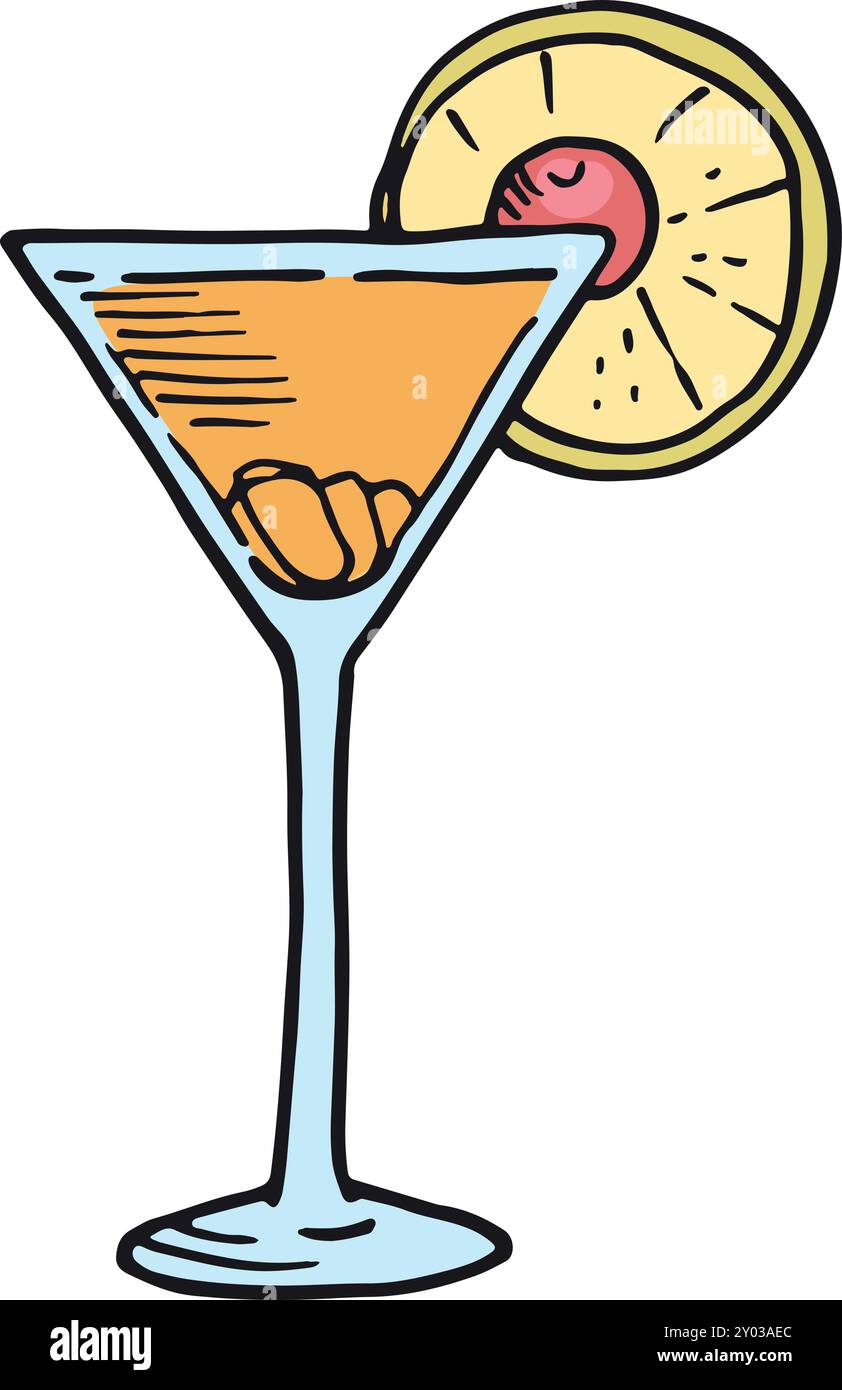 Fruit cocktail glass sketch. Sweet cold refreshment Stock Vector Image ...